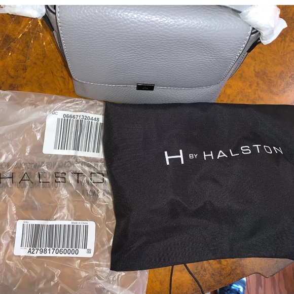 H by Halston | Bags | Halston Small Leather Crossbody Grey Nwt | Poshmark